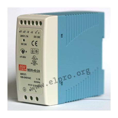MDR-40-48 Mean Well DIN rail switching power supplies, 40W - elpro