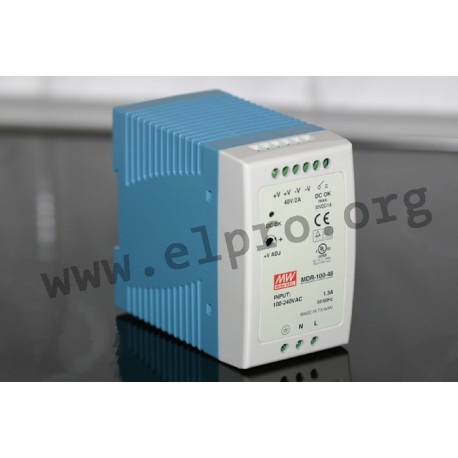 MDR-100-48 Mean Well DIN rail switching power supplies, 100W - elpro