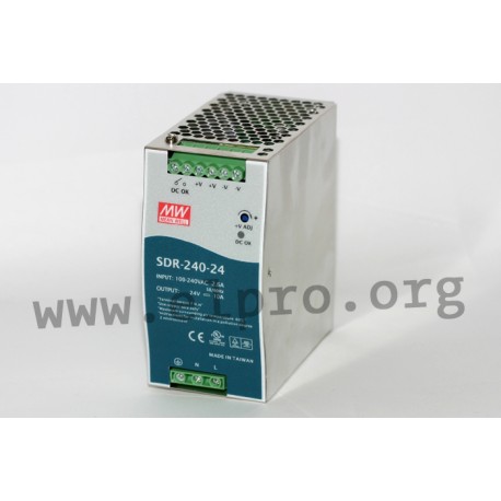 SDR-240-24 Mean Well DIN rail switching power supplies, 240W - elpro