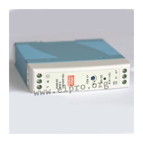 MDR-20-15 Mean Well DIN rail switching power supplies, 20W - elpro