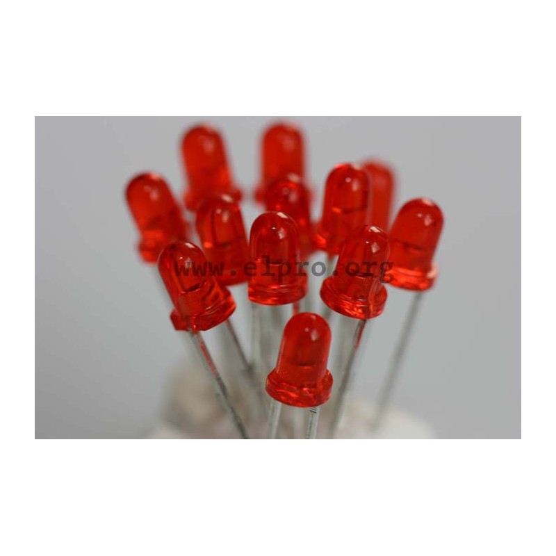 LED 3 mm rot 19mCd 45°, transparent, low cost, 3mm - elpro Elektronik