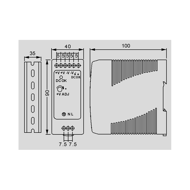 MDR-40-12 Mean Well DIN rail switching power supplies, 40W - elpro