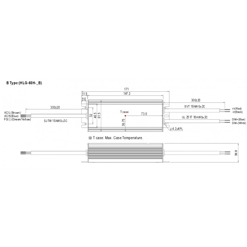 HLG-60H-24B Mean Well LED drivers, 60W - elpro Elektronik