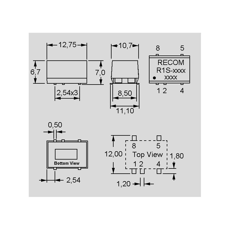R1S-1205 Recom DC/DC converters, 1W - elpro Elektronik