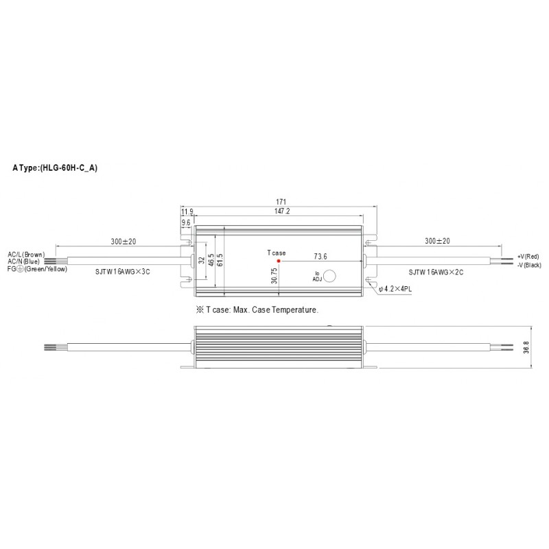 HLG-60H-C350A Mean Well LED drivers, 70W - elpro Elektronik