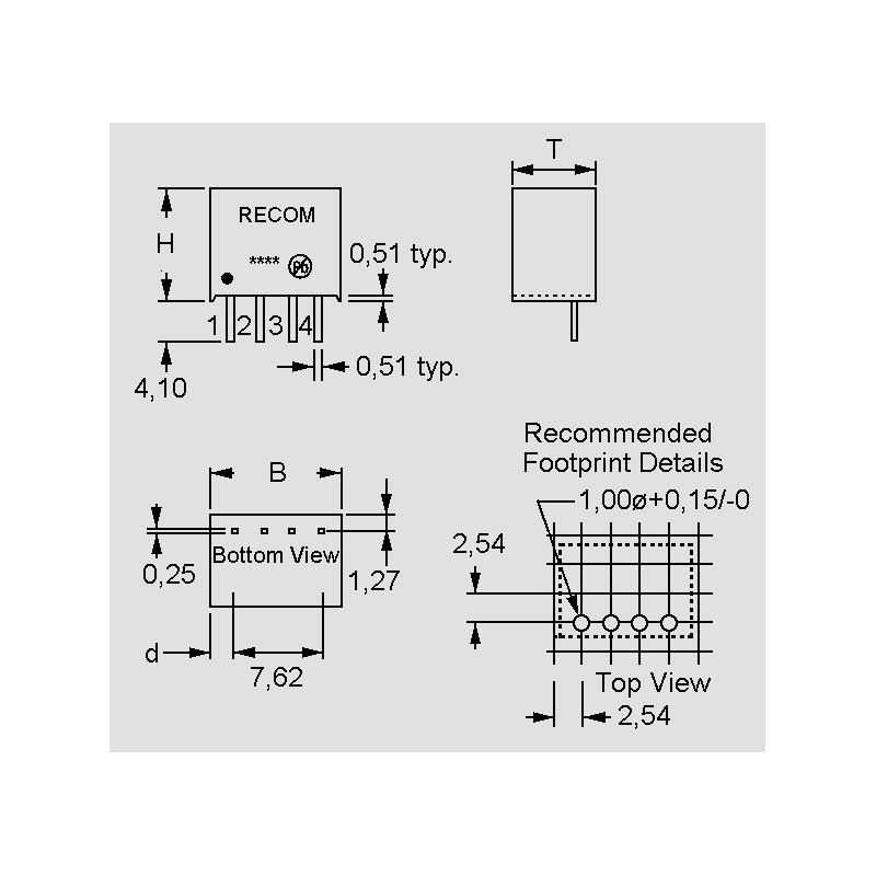RO-2412S Recom DC/DC converters, 1W - elpro Elektronik
