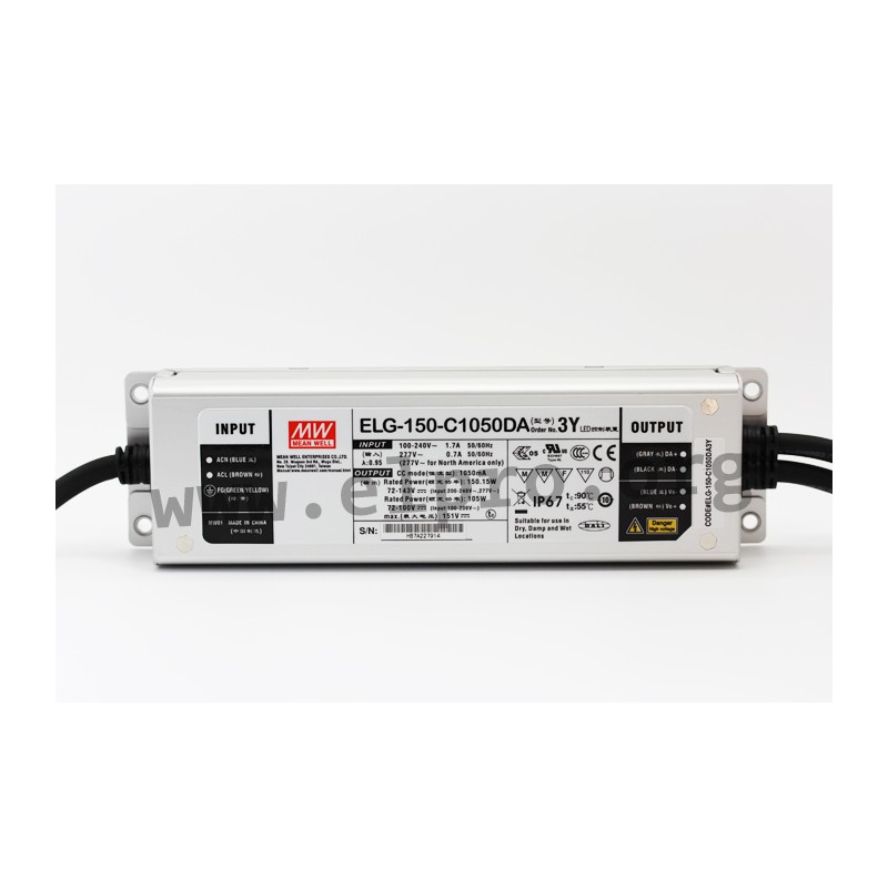 ELG-150-C1050DA-3Y Mean Well LED drivers, 150W - elpro Elektronik