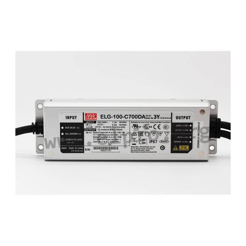 ELG-100-C1050DA-3Y Mean Well LED drivers, 100W - elpro Elektronik