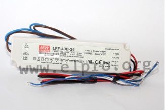 Mean Well LED drivers, 40W, IP67, constant current, dimmable, LPF-40D series - elpro Elektronik