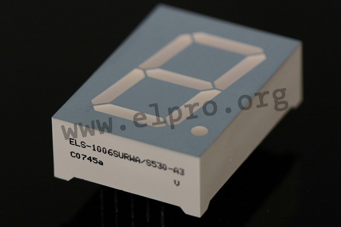 Everlight 7-segment LED displays, 25,4mm digit height, 1 digit, S1006 series - elpro Elektronik