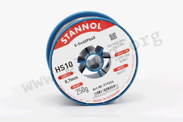 Stannol soldering wires, 2,5% halogen-activated flux, Sn95, HS10 TSC ...