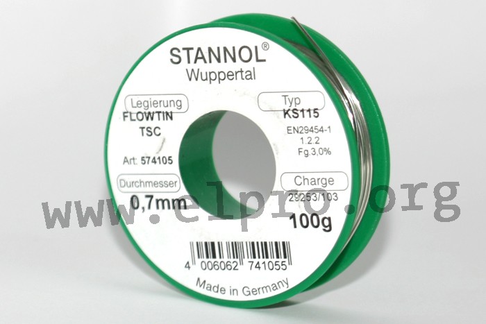 Stannol soldering wires, 3% halogen-containing flux, Flowtin, Sn95 ...