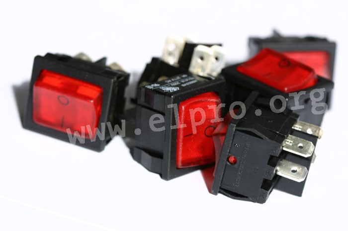 Arcolectric rocker switches, 10A, for 22x19 panel cut-out, 8650 series ...
