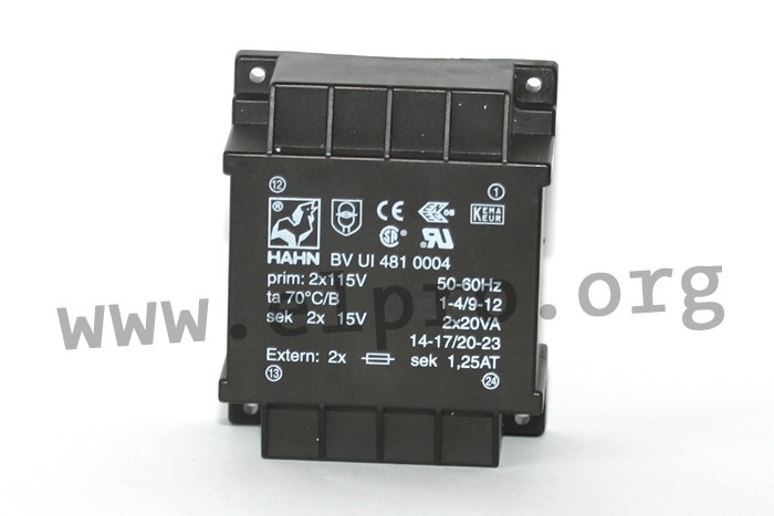 Hahn flat transformers, 40VA, UI 48 - elpro Elektronik