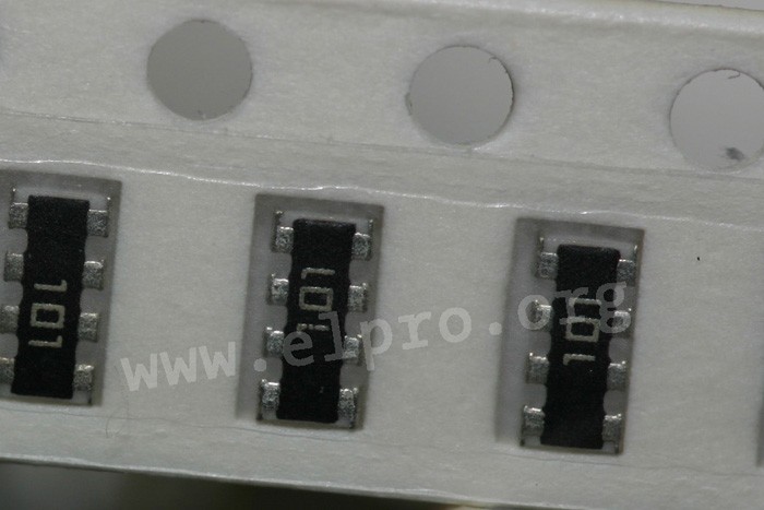 Rohm SMD resistor networks, 4 resistors, 4x0603, 0,063W, 5%, MNR14 ...