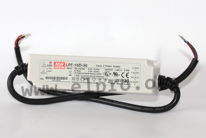 Mean Well LED drivers, 16W, IP30, constant current, dimmable, LPF-16D ...