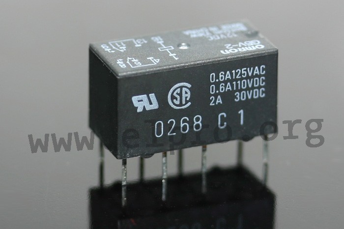 Omron PCB relays, 2A, 2 changeover contacts, G5V-2 series - elpro ...