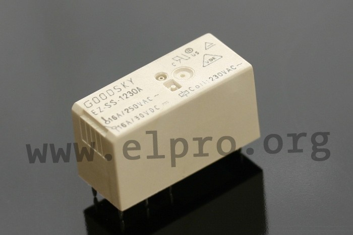 Goodsky PCB relays, 8 to 16A, 1 or 2 changeover contacts, EZ and EMI-2P ...
