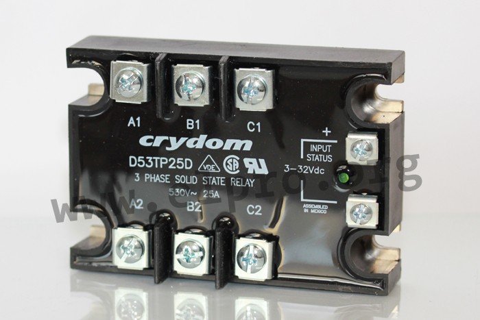 Crydom solid state relays, 25 to 50A, 3-phase, thyristor output, 53TP ...