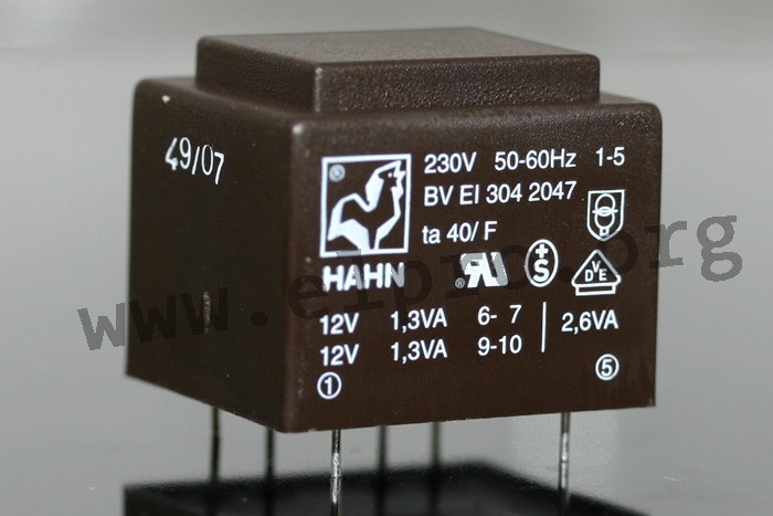 Hahn PCB transformers, 2,6VA, EI 30 - elpro Elektronik