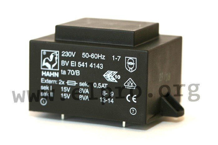 Hahn PCB transformers, 16VA, EI 54 - elpro Elektronik