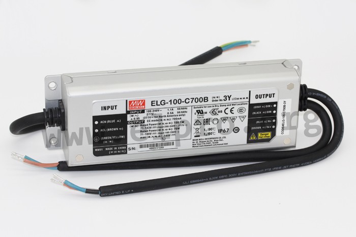 Mean Well LED drivers, 100W, IP67, constant current, dimmable ...
