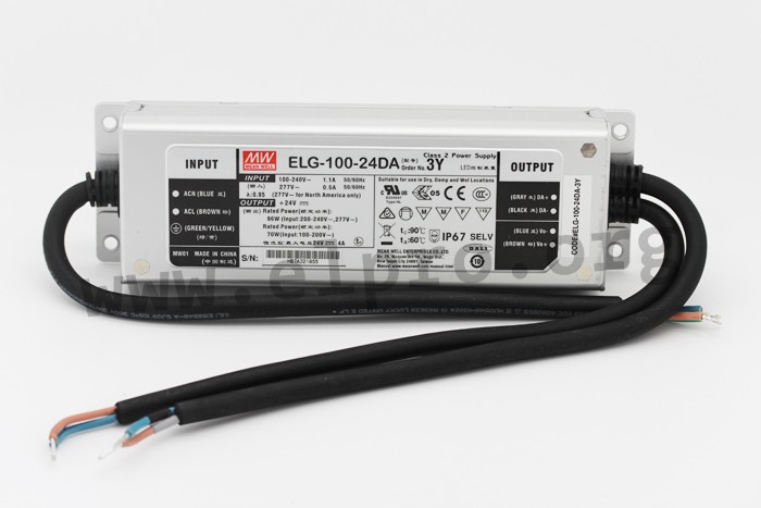 Mean Well LED drivers, 100W, IP67, CV and CC (mixed mode), dimmable ...