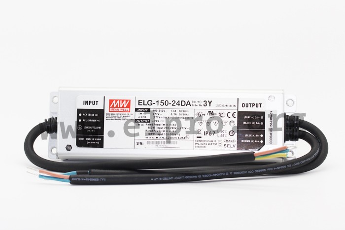 Mean Well LED drivers, 150W, IP67, CV and CC (mixed mode), dimmable ...