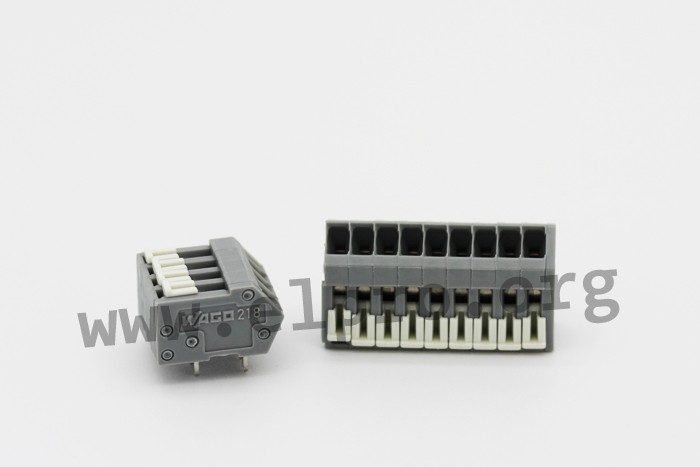 Wago spring terminal blocks, pitch 2,5mm, 6A, 40°, with lever, 218 ...