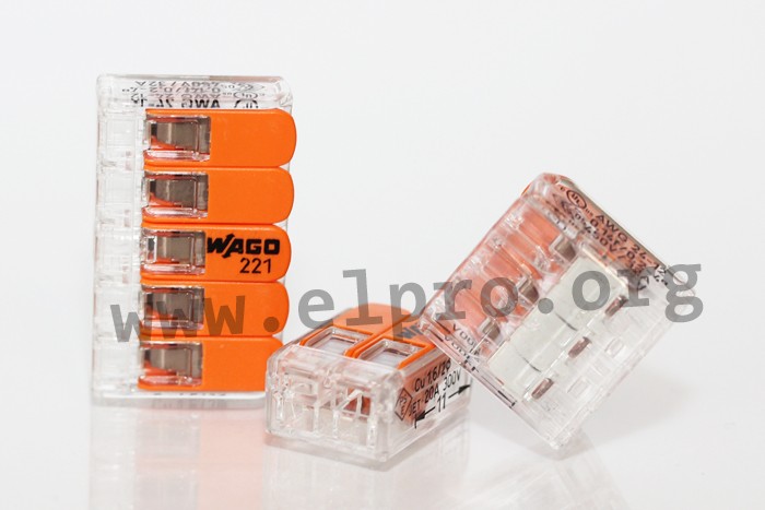 Wago connecting clamps, 32A, COMPACT 221 series - elpro Elektronik
