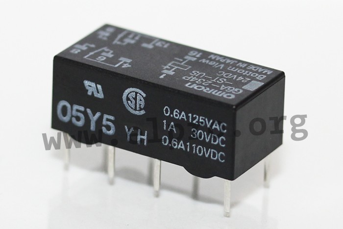 Omron PCB relays, 2A, 2 changeover contacts, low signal, G6A series ...