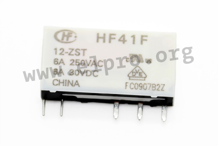 Hongfa PCB relays, 6A, 1 changeover contact, HF41F series - elpro ...