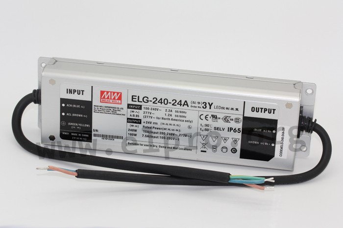 Mean Well LED drivers, 240W, IP65, CV and CC (mixed mode), adjustable ...