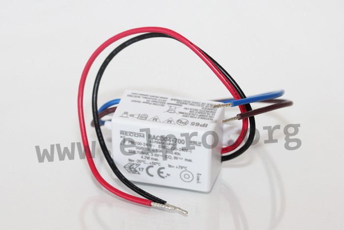 Recom LED drivers, 4W, IP65, constant current, RACD04 series - elpro ...