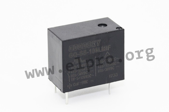 Goodsky PCB relays, 10A, 1 normally open contact, GQ series - elpro Elektronik