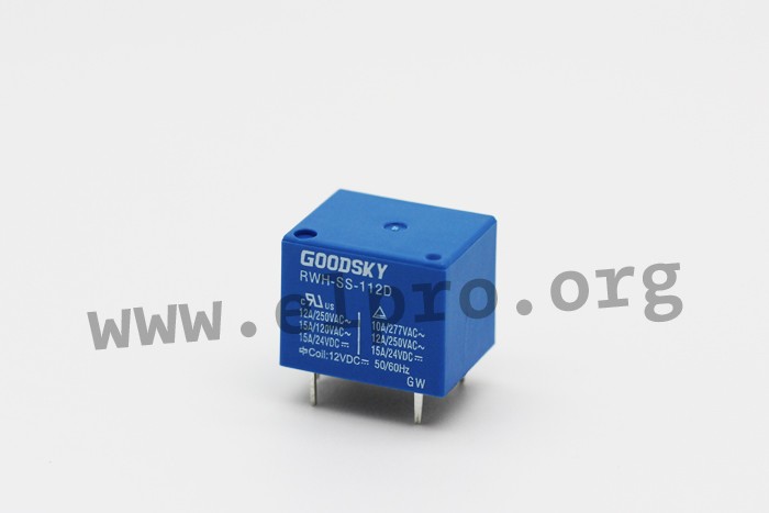 Goodsky PCB relays, 15A, 1 changeover contact, RWH series - elpro ...