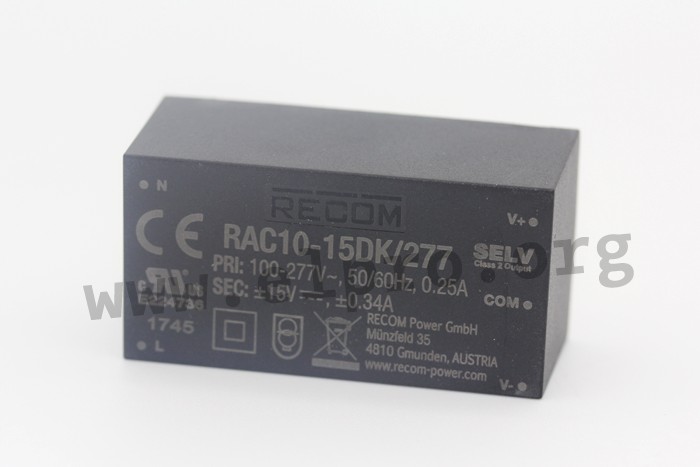 Recom AC/DC converters, 10W, PCB, for high input voltage, RAC10-K/277 ...