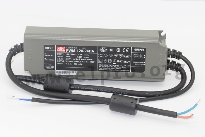 Mean Well LED drivers, 120W, IP67, PWM output voltage, DALI interface, PWM-120 series - elpro ...