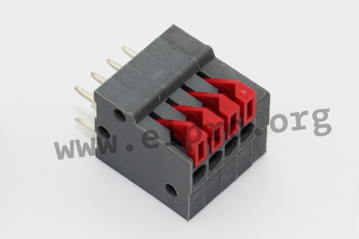 PTR spring terminal blocks, pitch 2,54mm, 9A, with lever, 90°, AKZ4791 ...