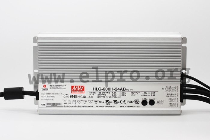 Mean Well LED drivers, 600W, IP65, CV and CC (mixed mode), dimmable ...