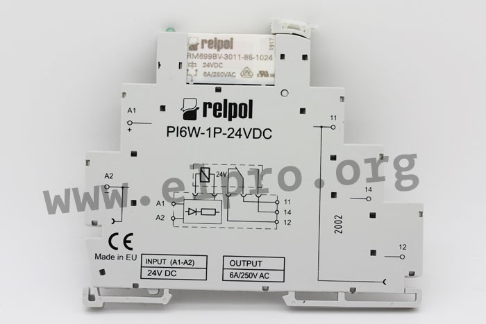 Relpol switching relays, 6A, 1 changeover contact, PIR6W series - elpro ...