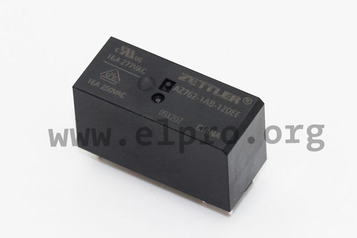 Zettler PCB relays, 16A, 1 changeover or 1 normally open contact, AZ762 ...
