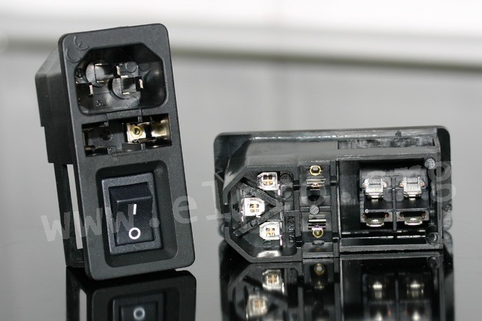 Schurter IEC appliance inlets, 70°C, with switch and fuse holder, 6762 ...