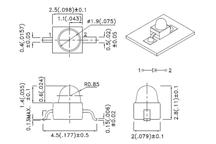 Kingbright SMD light-emitting diodes, clear, Gull Wing, KM series ...