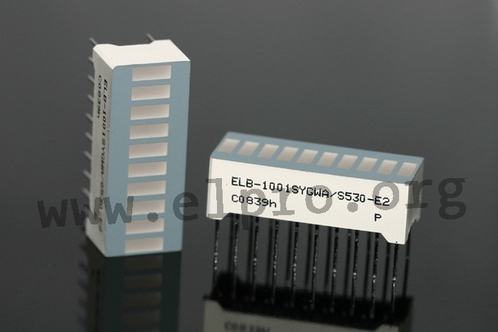 Everlight LED bargraphs, diffuse, DIL20 housing, ELB-1001 series ...