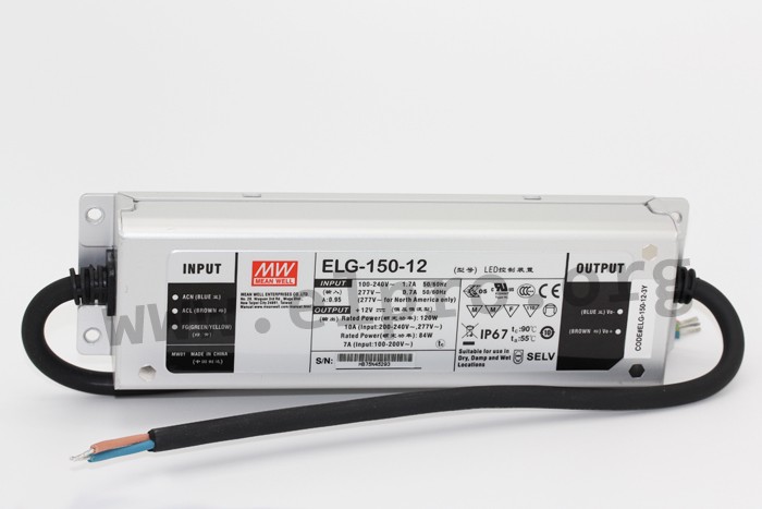Mean Well LED drivers, 150W, IP67, CV and CC (mixed mode), protective ...
