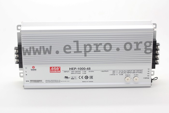 Mean Well switching power supplies, 1000W, for harsh environments, CAN ...