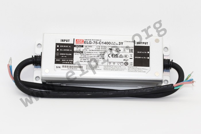 Mean Well LED drivers, 75W, IP67, constant current, fixed preset ...