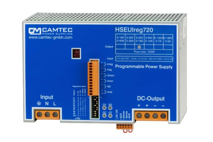 Camtec switching power supplies, DIN rail mounting, 720W, HSEUiREG07201 ...