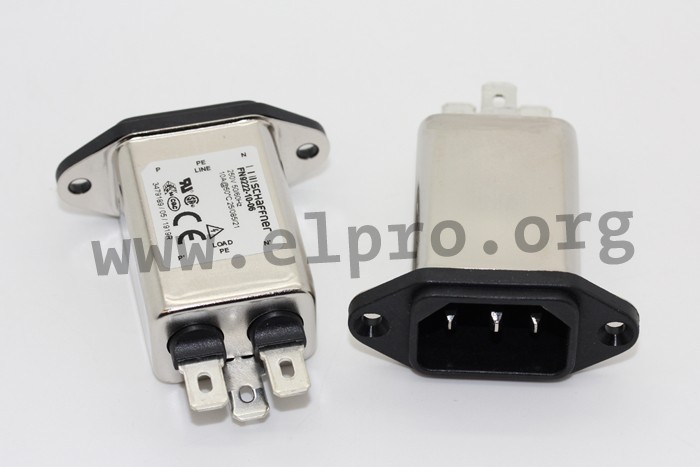Schaffner RFI filters, with IEC plug and faston connector, FN 9222 / FN ...